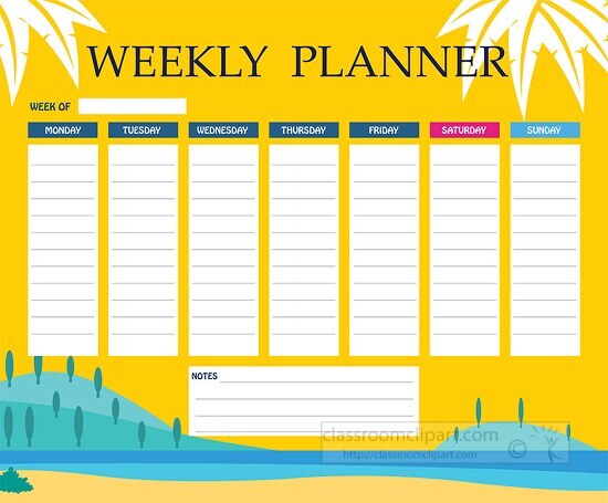 weekly planner clipart - Classroom Clip Art