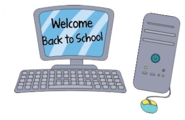 welcome back school computer animated clipart - Classroom Clip Art