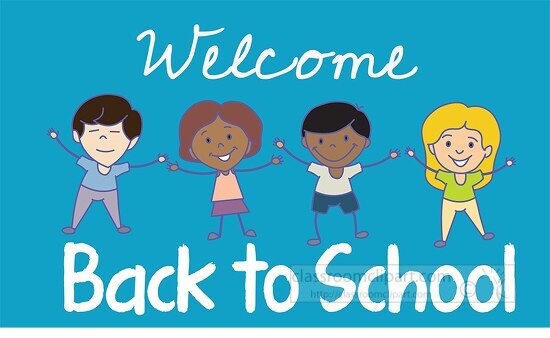 welcome back to school with kids - Classroom Clip Art