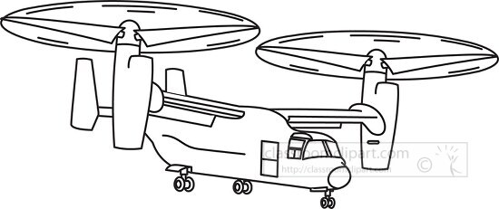 white black outline 22 osprey helicopter clipart - Classroom Clip Art