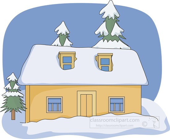 Weather Clipart - winter snow house trees