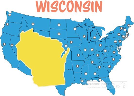 wisconsin map united states clipart - Classroom Clip Art
