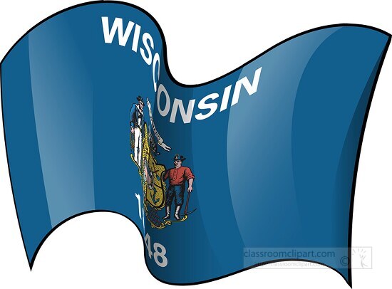 wisconsin state flag waving clipart - Classroom Clip Art