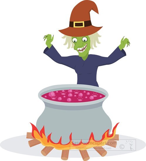 witch boiling poison soup and doing magic halloween clipart - Classroom ...