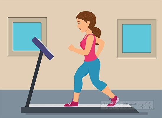 Fitness and Exercise Clipart - woman running on treadmill in gym ...