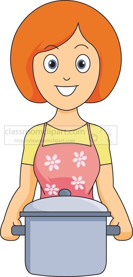 woman with cooking pot - Classroom Clip Art