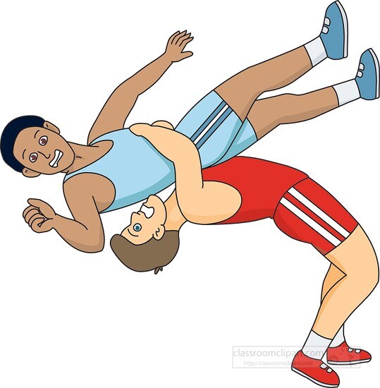 wrestlers on flips over oppoenent - Classroom Clip Art