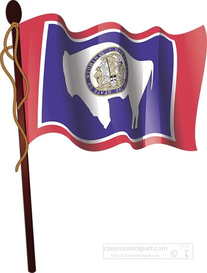 wyoming state flag on a flagpole - Classroom Clip Art
