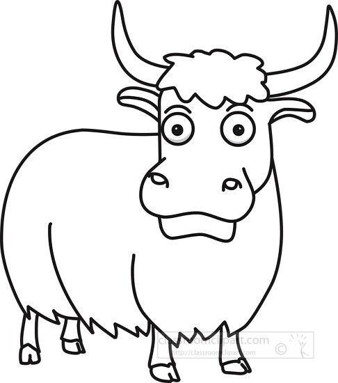 Animal Outline Clipart-yaks black outline