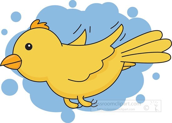 Free yellow bird flying - Classroom Clipart