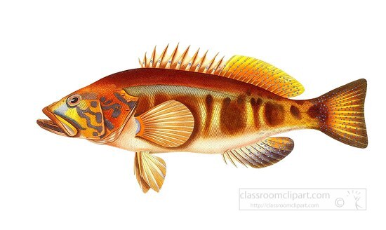 Free yellow orange red brown fish illustration clipart - Classroom Clipart