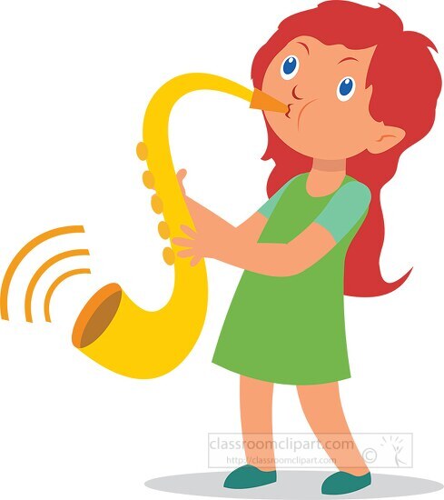 young female musician playing musical instrument saxophone clipa ...
