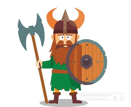 Vikings Clipart-cartoon viking warrior with a horned helmet