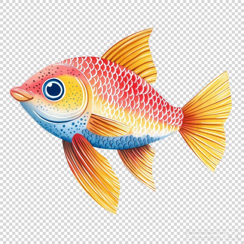 Transparent PNG-Colorful Retro Fish Illustration in Vintage Style