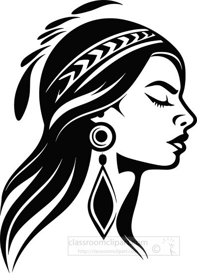 Black White Outline Clipart-female-chief-black-outline