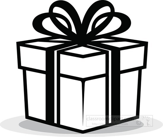 Black White Outline Clipart-gift-black-outline
