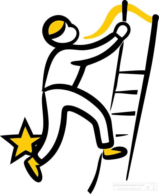 Industry Clipart-icon of a person climbing a ladder with a star ...