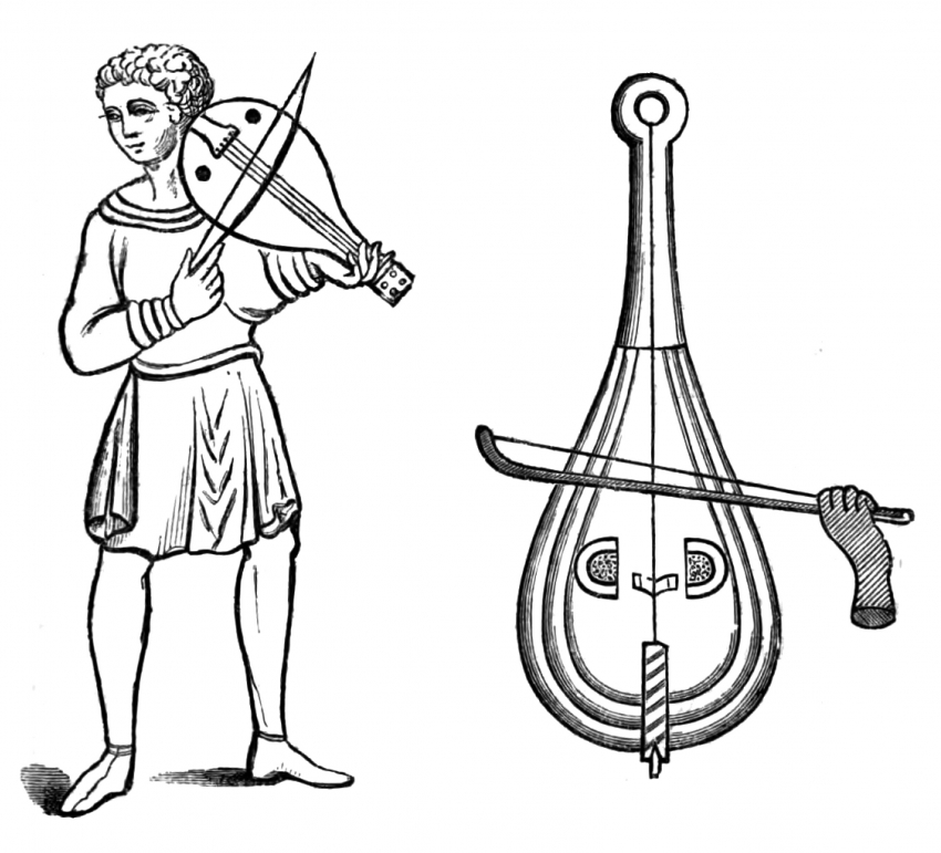 Music Illustrations-Anglo Saxon Fiddle Musical Instrument Illustration