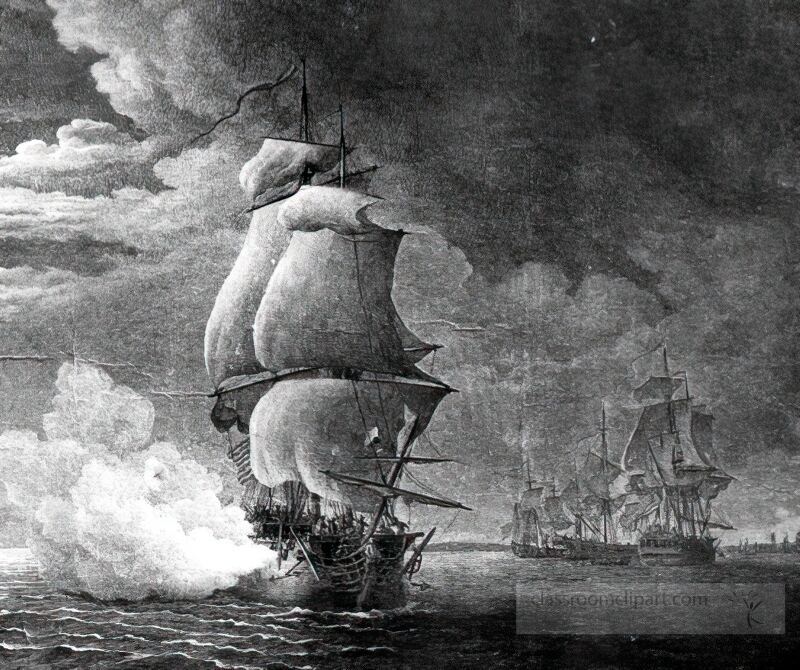 battle at sea sailing ships. - Classroom Clip Art