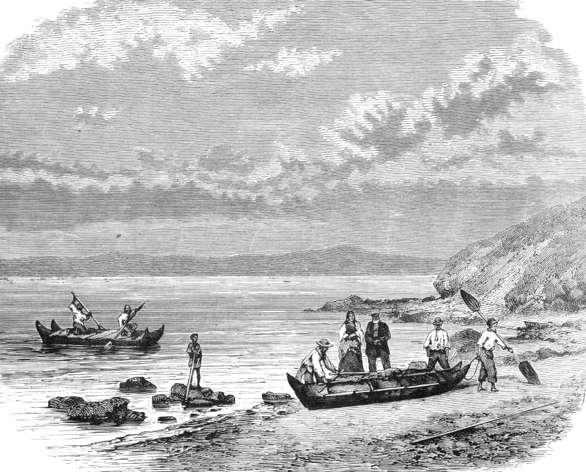 Chanco Indians with Rafts of the Balsa Wood - Classroom Clip Art