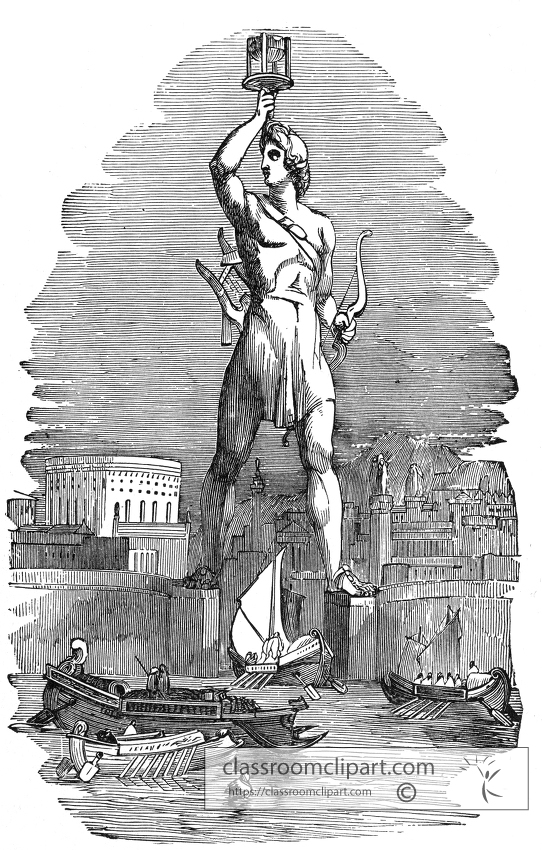colossus at rhodes historical illustration - Classroom Clip Art