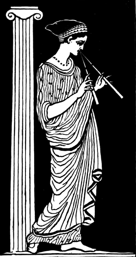 Diaulos Musical Instrument Illustration - Classroom Clip Art