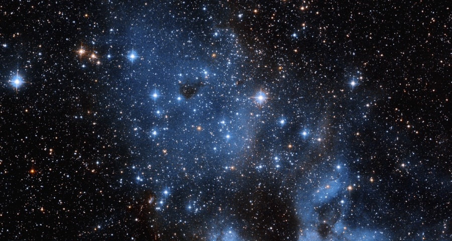 Space Photos-Hubble Spies Emission Nebula-Star Cluster Duo