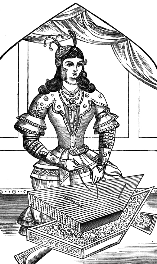 Music Illustrations-Anglo Saxon Fiddle Musical Instrument Illustration