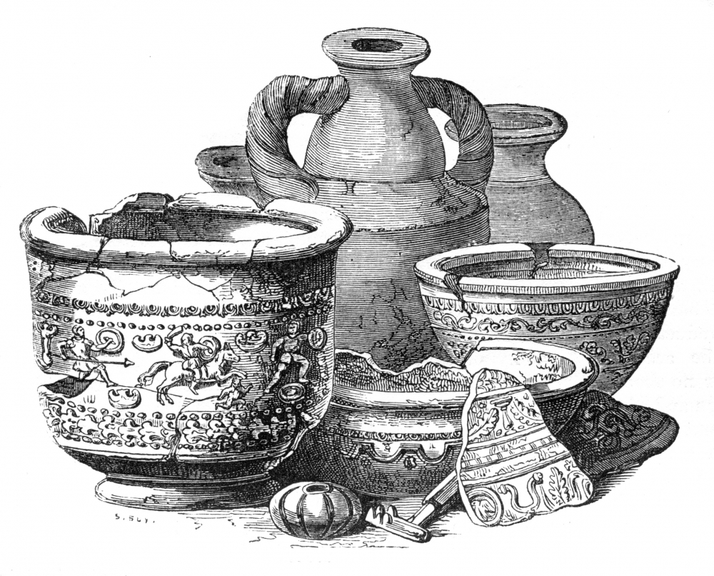 roman pottery historical illustration - Classroom Clip Art