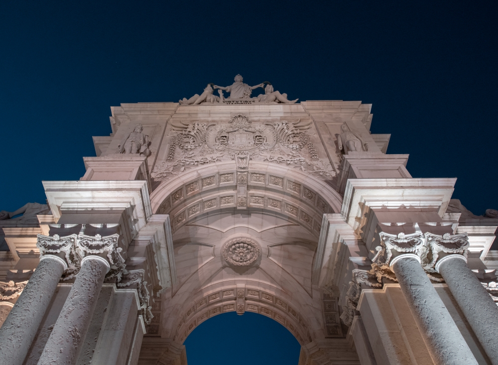 The Rua Augusta Arch in Lisbon by night - Classroom Clip Art