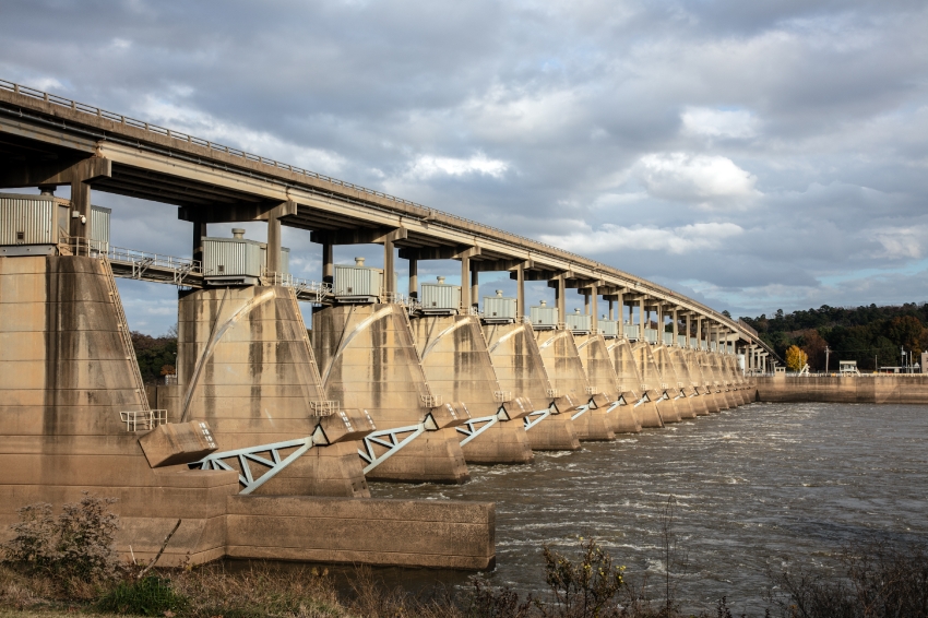 Toad Suck Ferry Lock and Dam across the Arkansas River - Classroom Clip Art