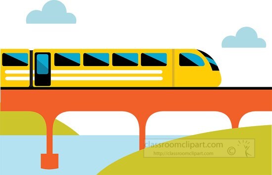 Transportation Clipart - Train running on tracks that are suspended ...