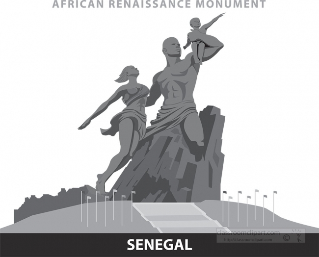 african renaissance monument dakar senegal vector gray color cli ...