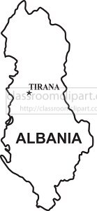 Albania country map black white - Classroom Clipart
