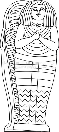Free ancient egyptian mummy coffin of pharaoh black outline clipart ...