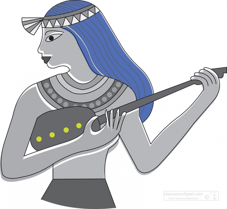 Free ancient egyptian woman playing musical instrument gray color cli ...