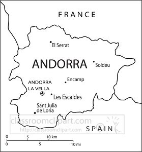 Country Gray Maps-Andorra country map black white