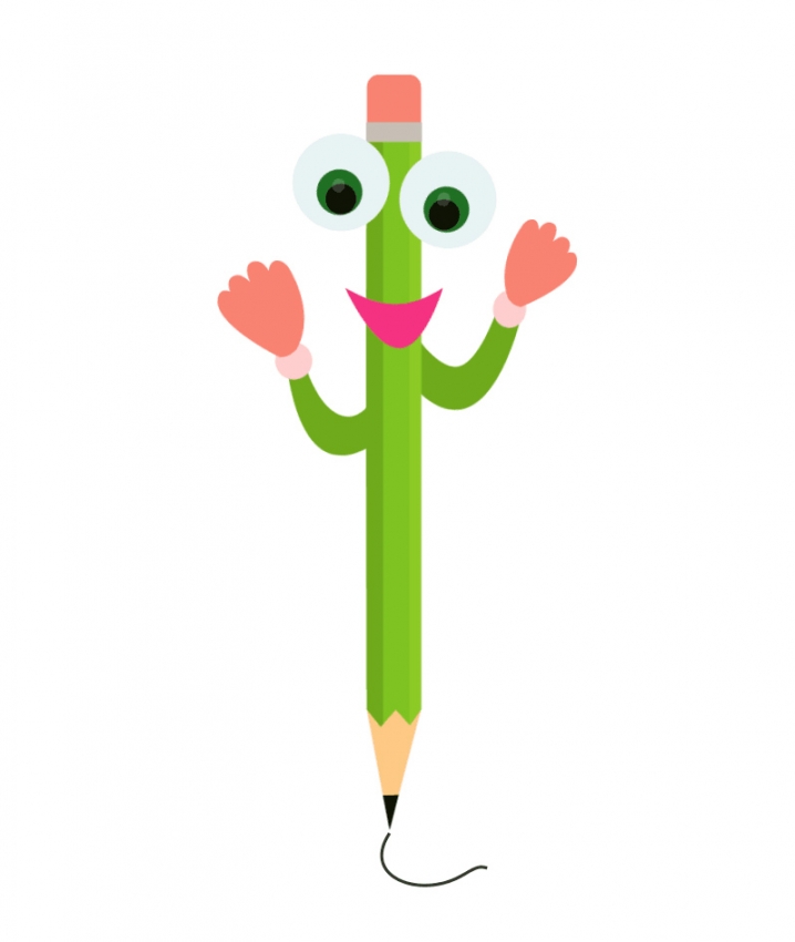 animated cartoon pencil with tip - Classroom Clip Art