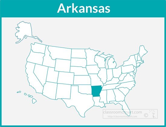 scrolled usa map showing arkansas state map flag clipart - Classroom ...