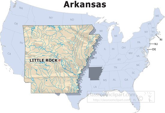 US State Maps Clipart - Arkansas state large usa map clipart