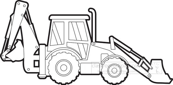Transportation Outline Clipart-backhoe loader excavating machine ...