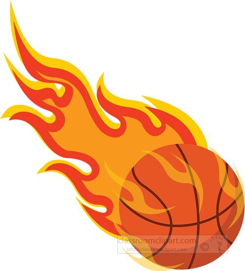 basketball surrounded by flames representing speed of the ball c ...
