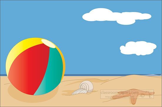 beach ball on sand 08 - Classroom Clip Art