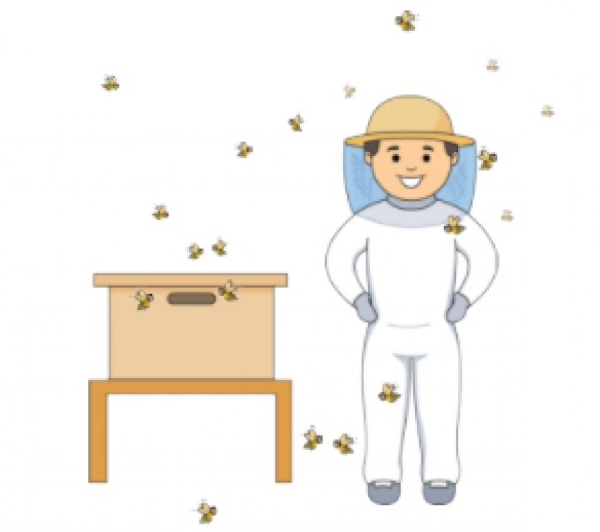 beekeeper with bees animation - Classroom Clipart