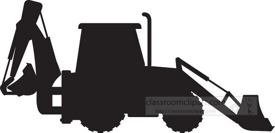 Transportation Outline Clipart-black silhouette backhoe loader excavating machine clipart
