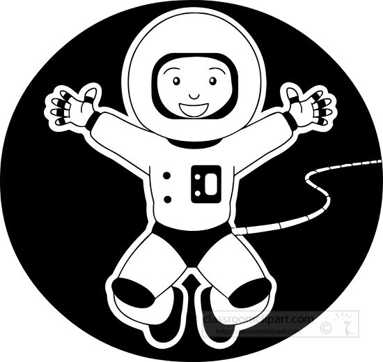 Free black white astronaut black white clipart - Classroom Clipart
