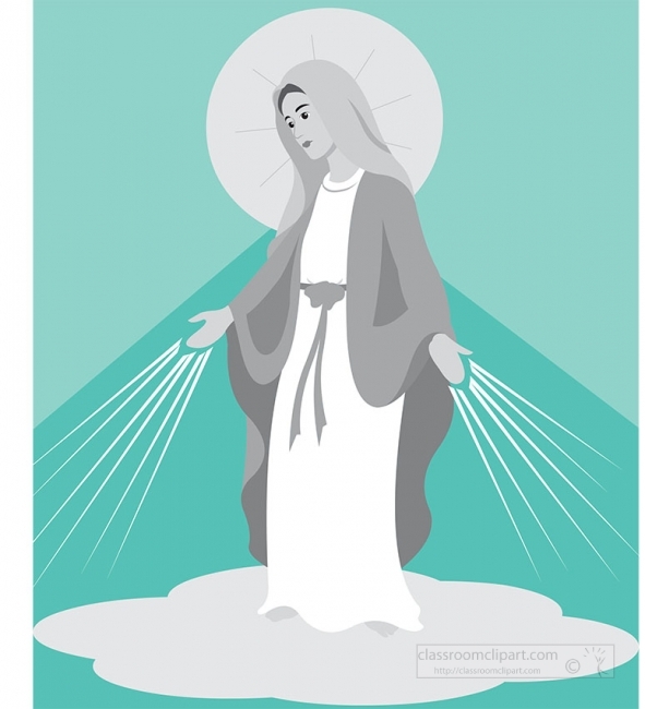 blessed mother mary with halo christian religion gray color clip ...