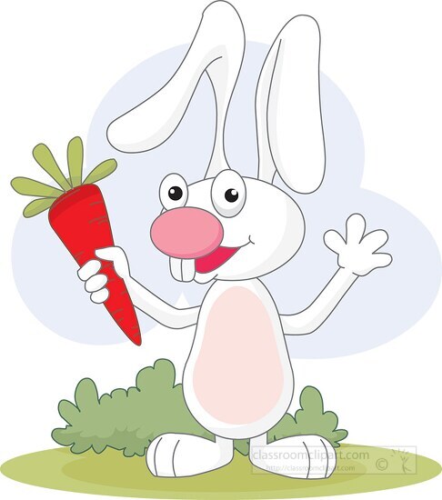 bog nose rabbit with carrot cartoon - Classroom Clip Art
