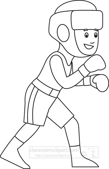 Free boxer wearing protective gear black outline clipart - Classroom ...