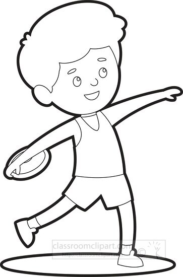 Sports Outline Clipart-boy athlete throws heavy circular discus in ...